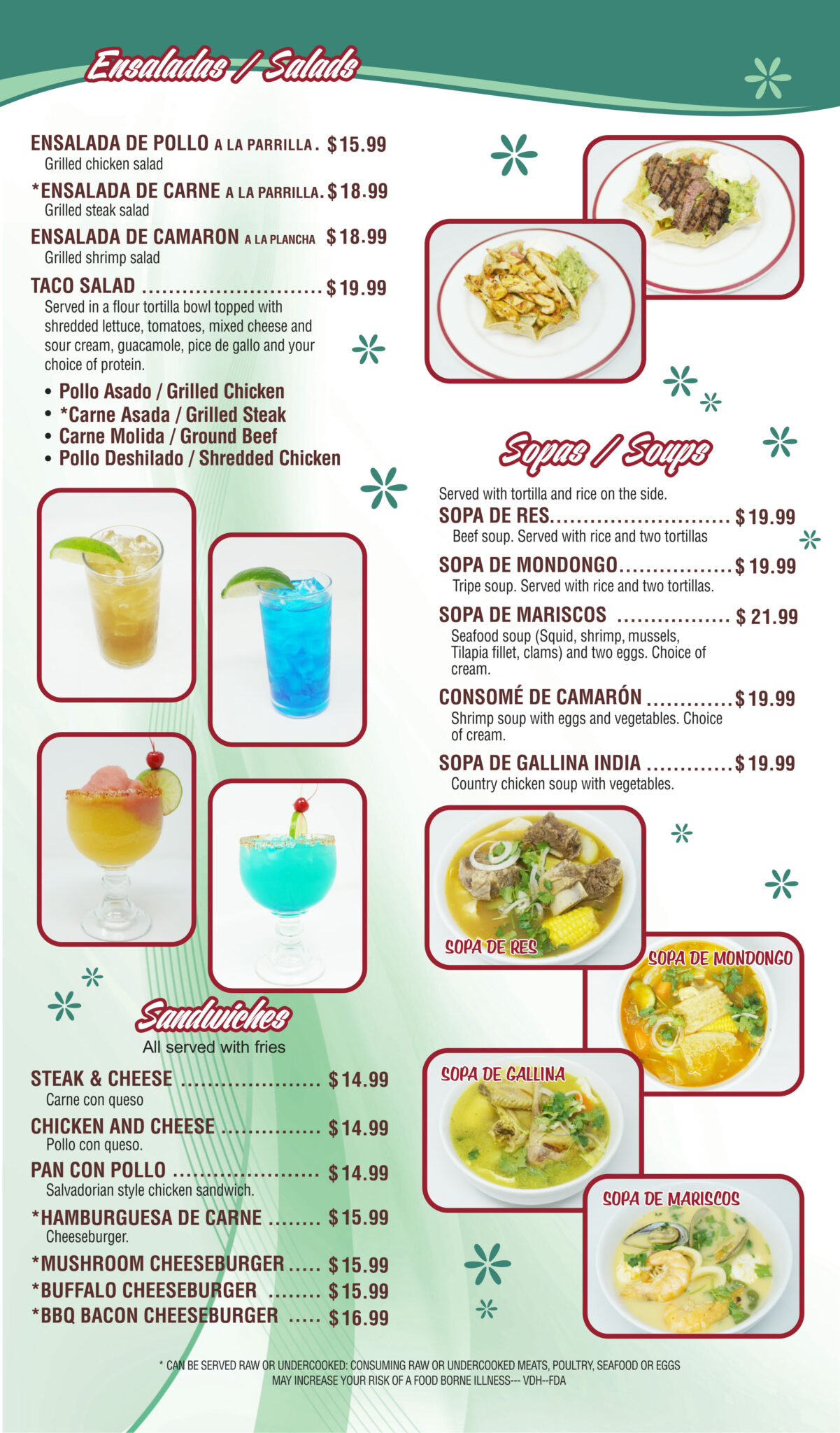 Menu – La Jefa Restaurant